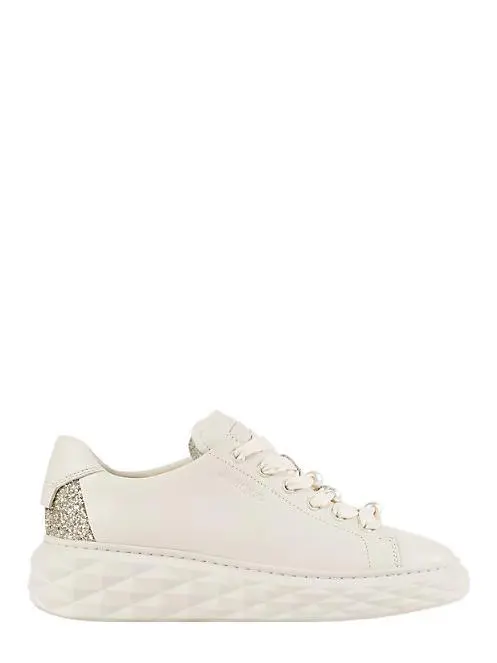 JIMMY CHOO Diamond Light Maxi Glitter-embellished Leather Trainers - V Latte Mix