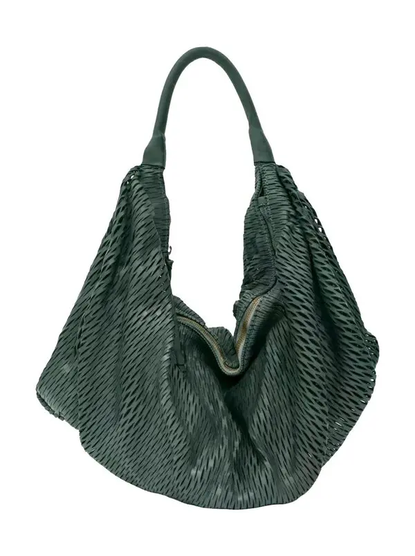 SOMMET Woven Zip Shoulder Bag - Green