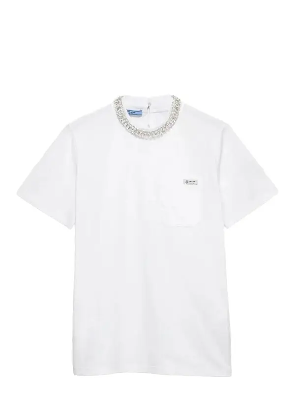 Prada Embroidered Cotton T-shirt - White