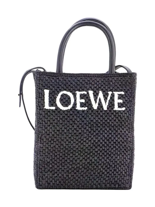 Loewe A5 Tote Raffia And Leather Crossbody Bag - Black