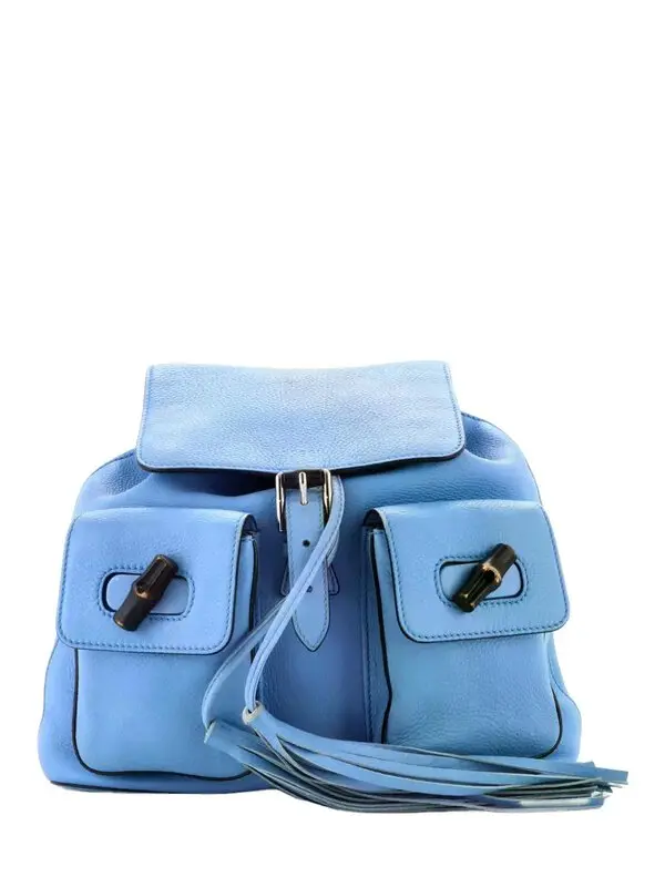 Gucci Bamboo Tassel Leather Backpack - Blue