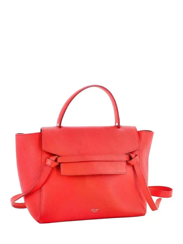 Celine Leather Micro Belt Bag Satchel - Red