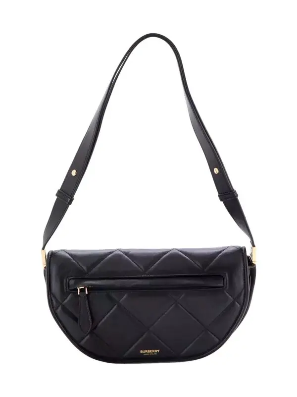 Burberry Olympia Flap Quilted Leather Small Shoulder Bag - Black