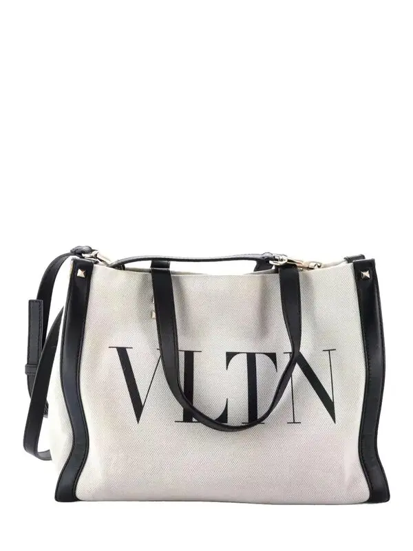 Valentino Garavani Grande Plage Vltn Canvas Small Tote Bag - Black