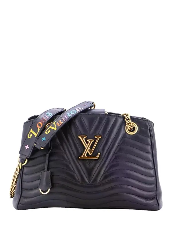 LOUIS VUITTON New Wave Chain Tote Quilted Leather Shoulder Bag - Black