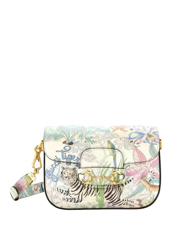 Gucci Horsebit 1955 Printed Leather Mini Shoulder Bag - Green
