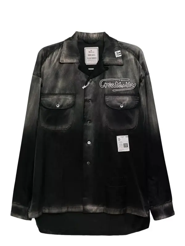 Mihara Yasuhiro Faded Satin Shirt - Black