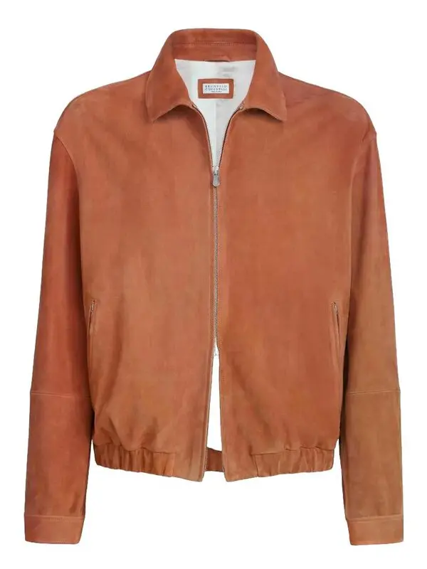 Brunello Cucinelli Suede Jacket - Orange