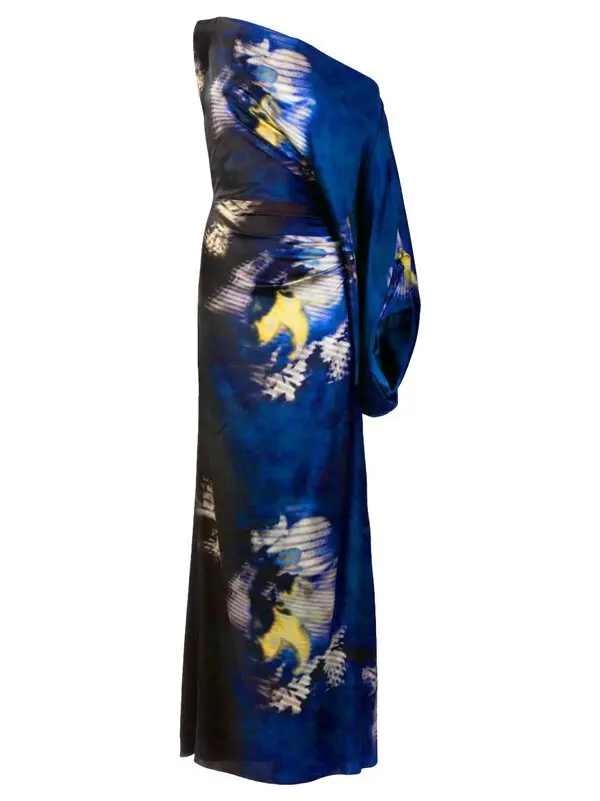 Silvia Tcherassi Dotty One-shoulder Floral Maxi Dress - Blue