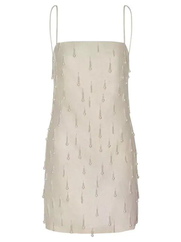 ANDRES OTALORA Beaded Mini Dress - Neutrals