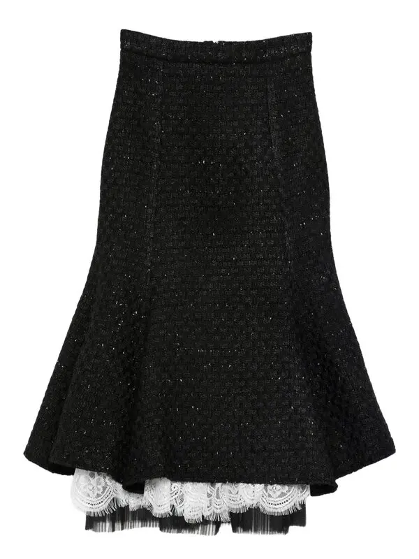 MIAU BY CLARA ROTESCU Zion Lace-trim Midi Skirt - Black