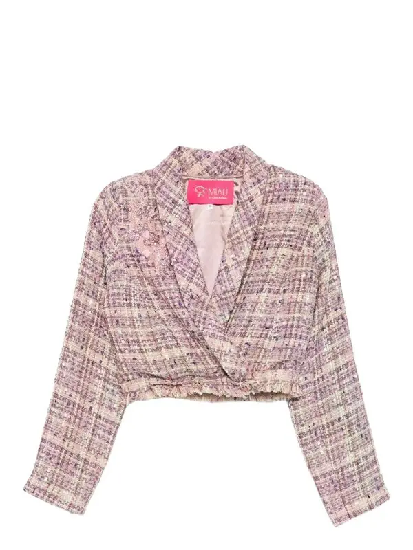 MIAU BY CLARA ROTESCU Loka Appliqué Textured Jacket - Pink