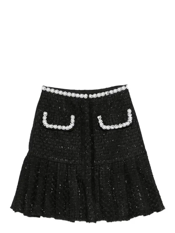 MIAU BY CLARA ROTESCU Noah Beaded Pocket Mini Skirt - Black