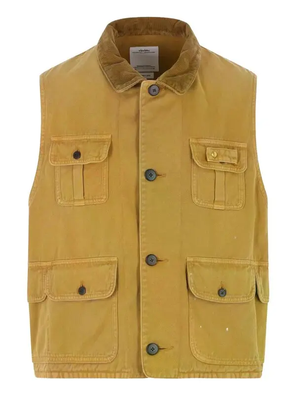 Visvim Corduroy-collar Gilet - Brown