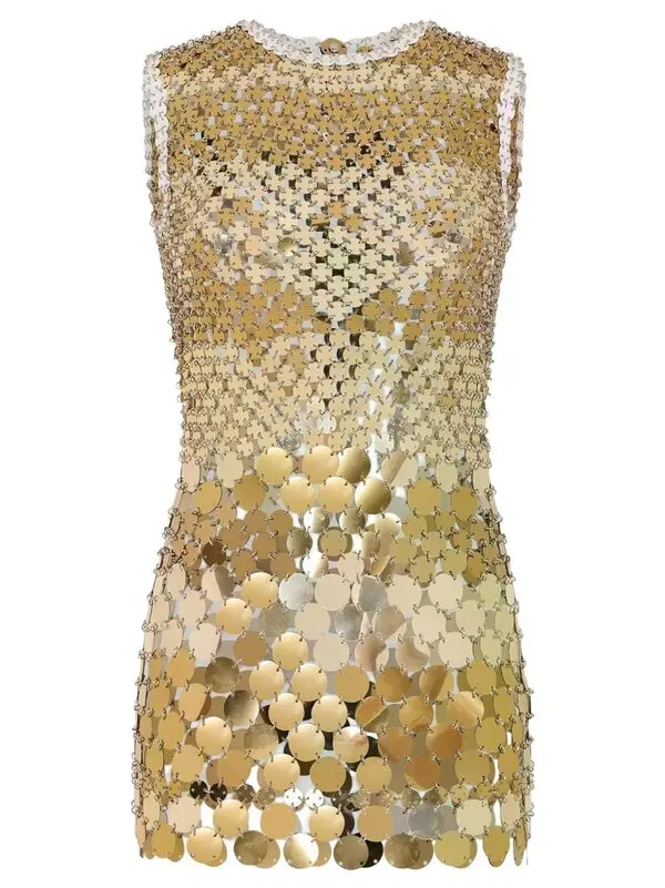 Rabanne Stud Assembly Mini Dress - Gold