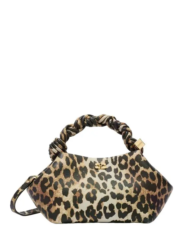GANNI Small Leopard-print Crossbody Bag With Twisted Handle - Brown