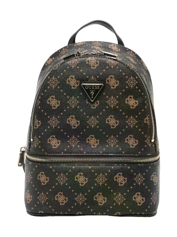 Guess Monogram Backpack With Zip Fastening - Brown