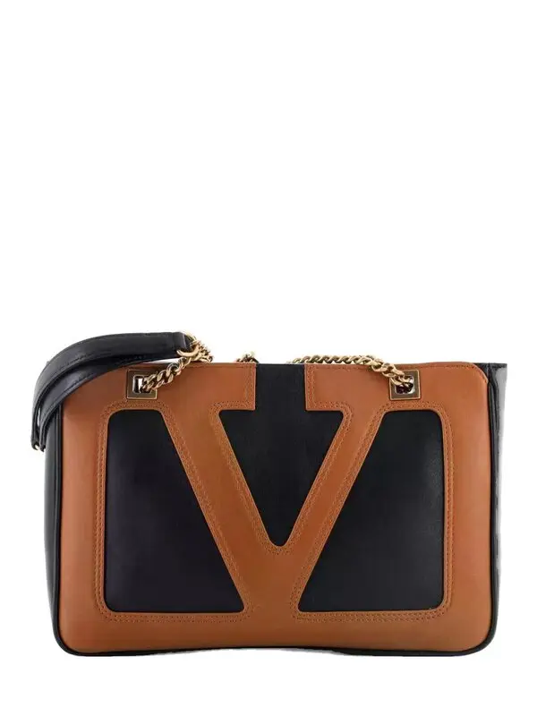 Valentino Garavani Viva Superstar Chain Leather Small Tote Bag - Black