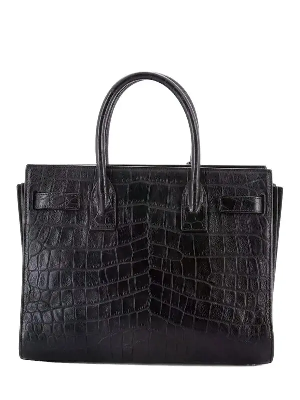 Saint Laurent Sac De Jour Nm Baby Tote Bag Crocodile Embossed Leather - Black