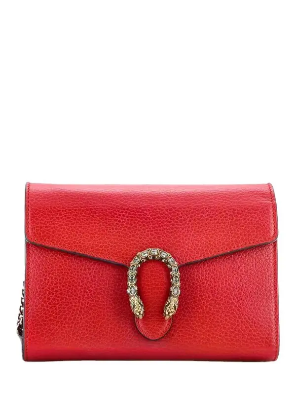Gucci Dionysus Chain Wallet Leather Crossbody Bag - Red