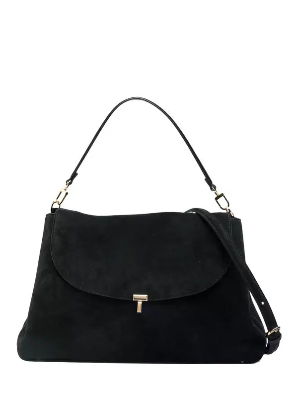 TOTEME T-lock Suede Shoulder Bag - Black