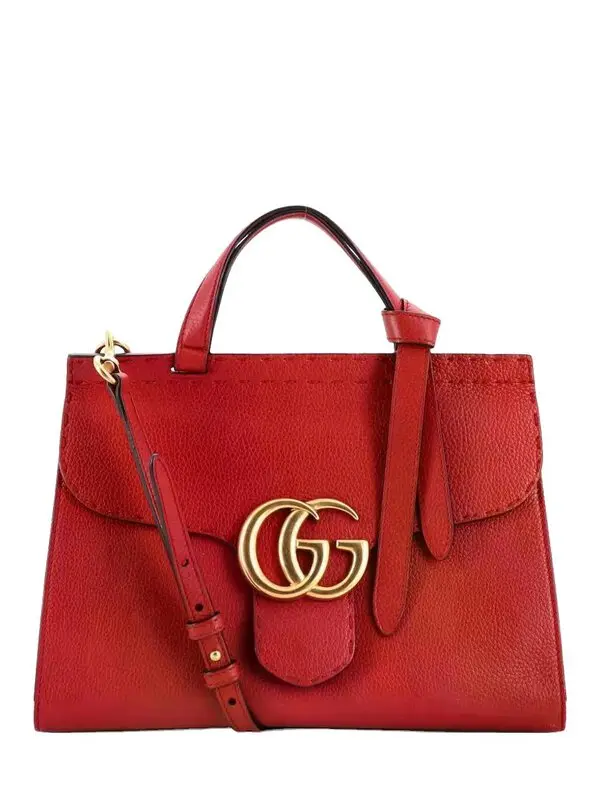 Gucci Gg Marmont Top Handle Small Satchel - Red