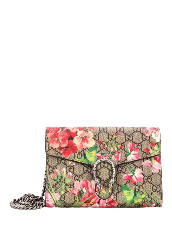 Gucci Dionysus Chain Wallet Blooms Print Gg Coated Canvas Crossbody Bag - Brown