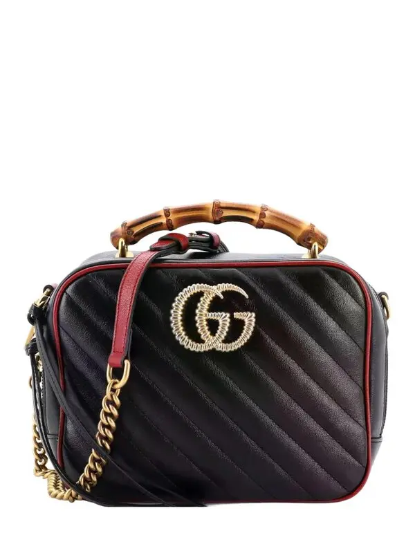 Gucci Marmont Torchon Bamboo Camera Shoulder Bag - Black