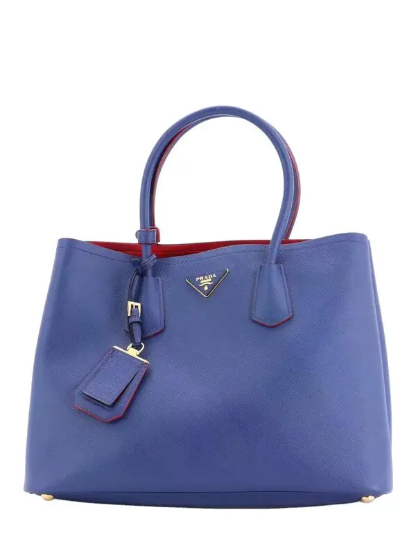 Prada Cuir Double Saffiano Leather Large Tote Bag - Blue