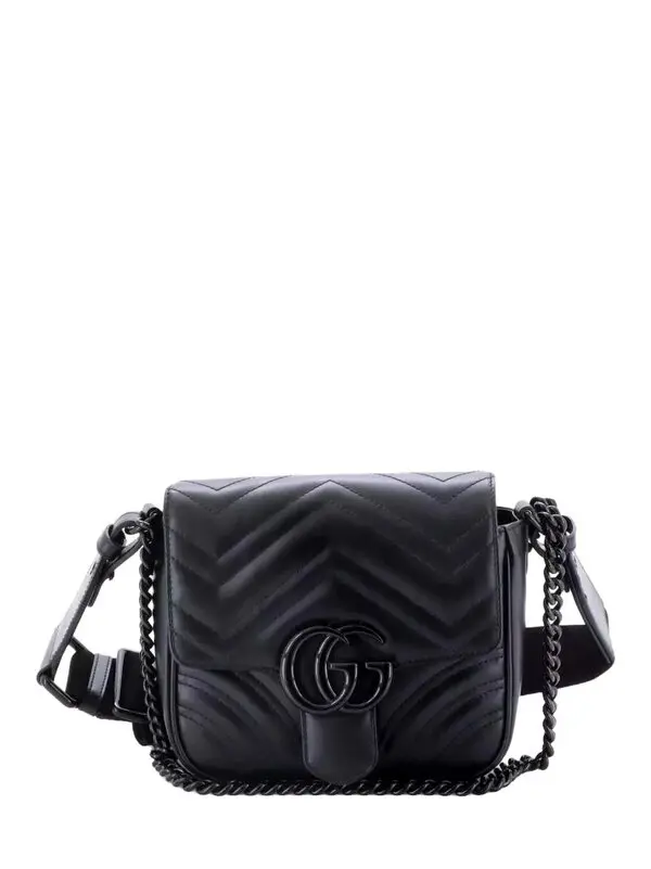 Gucci Gg Marmont Convertible Flap Mini Bag - Black