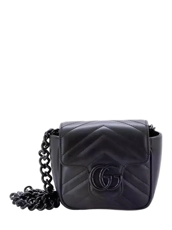 Gucci Gg Marmont Flap Matelassé Leather Mini Belt Bag - Black