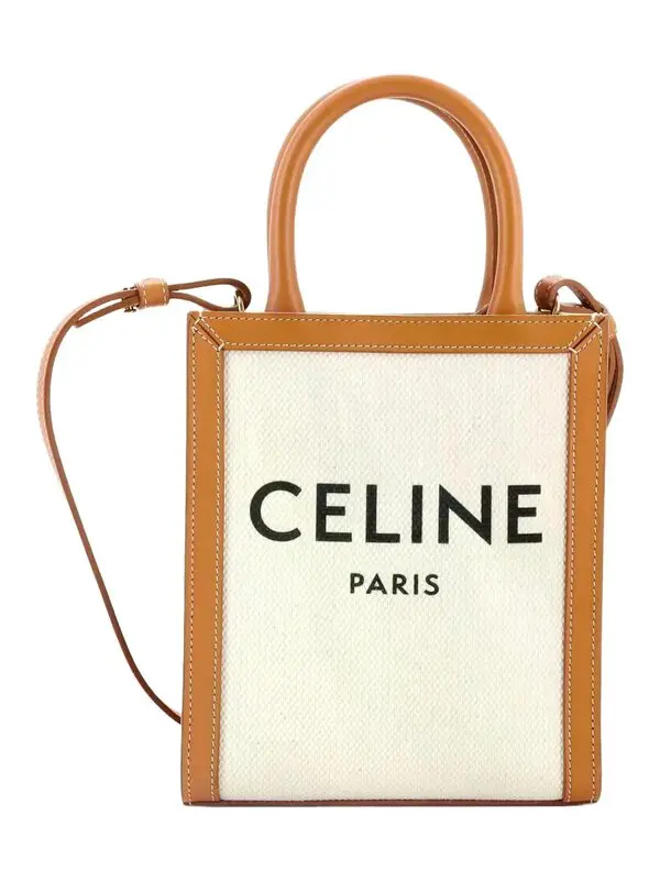 Celine Vertical Cabas Canvas Mini Tote - Neutrals