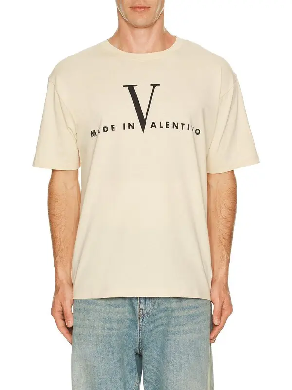 Valentino Garavani Made In Tee In Ivory - Burro & Nero