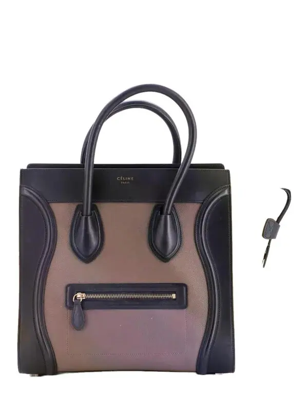 Celine Tricolor Leather Mini Luggage Tote - Black