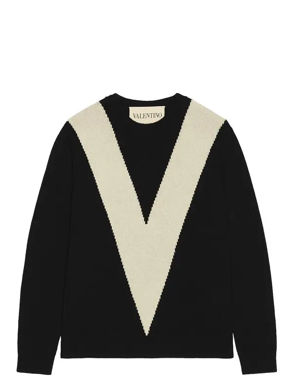 Valentino Garavani V Logo Wool Sweater - Nero & Burro