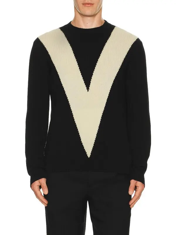Valentino Garavani V Logo Wool Sweater - Nero & Burro