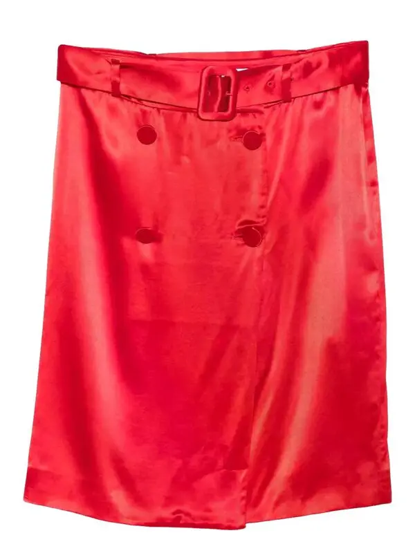 FERRAGAMO Belted Button-front Midi Skirt - Red