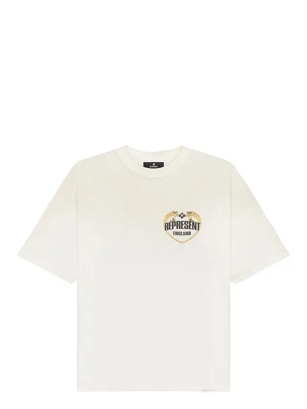 REPRESENT Angel Border Tee In White - Washed Ecru