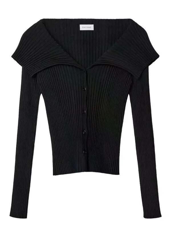 HOUSE OF DAGMAR Ribbed Merino Wool Cardigan - Black