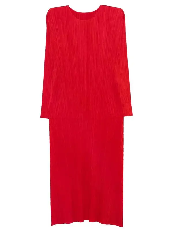 Issey Miyake Pleated Midi Dress - Red