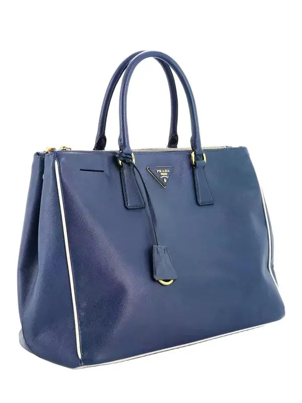 Prada Double Zip Lux Saffiano Leather Large Tote Bag - Blue