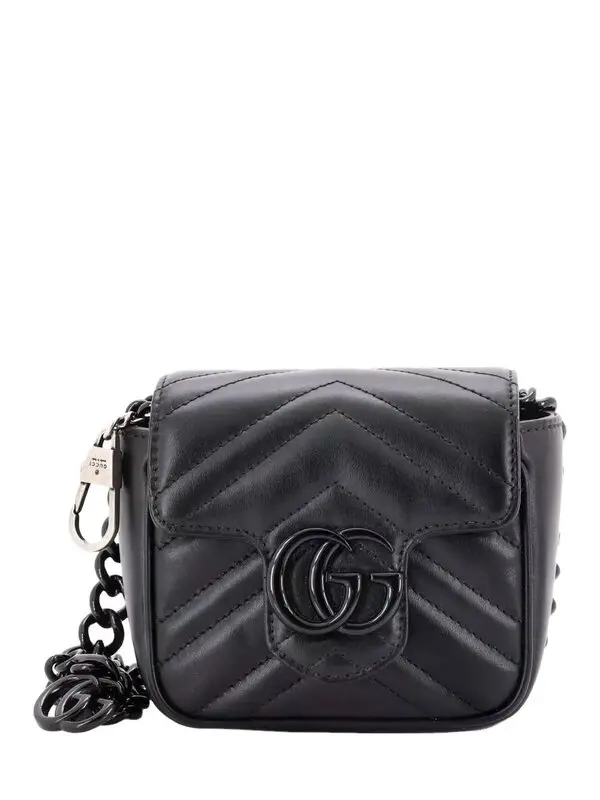 Gucci Gg Marmont Flap Matelasse Mini Belt Bag - Black