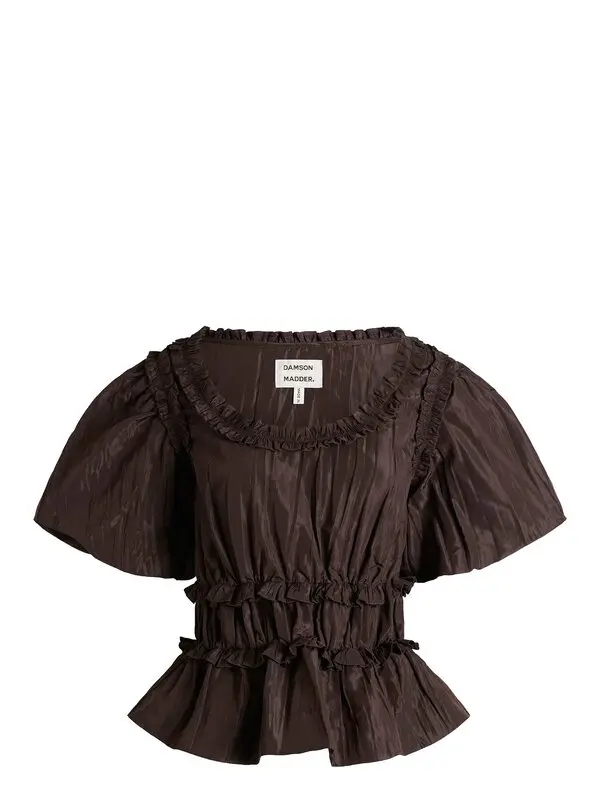 DAMSON MADDER Everly Ruffle Blouse - Choc