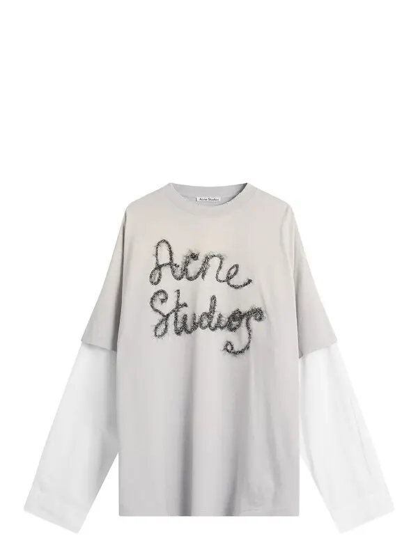 Acne Studios Tinsel Logo Double Sleeve T-shirt - Light Blue
