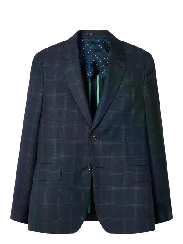 Paul Smith Check Wool Blazer - Blue