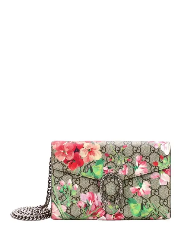 Gucci Dionysus Chain Wallet Blooms Print Gg Coated Canvas - Brown