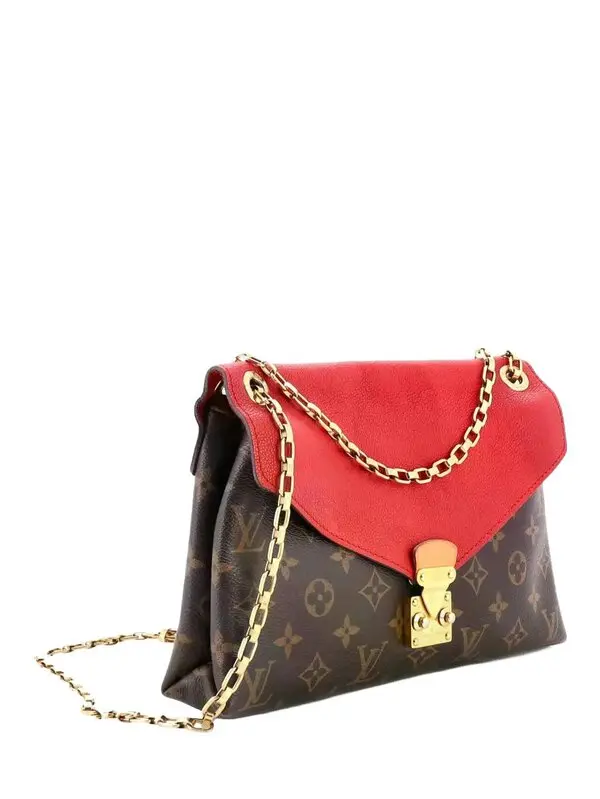 LOUIS VUITTON Pallas Chain Monogram Canvas And Calfskin Shoulder Bag - Brown