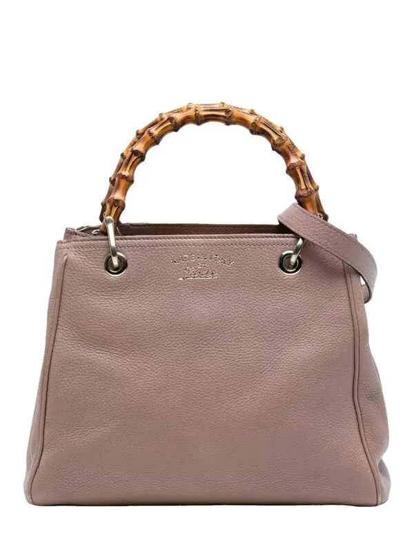 Gucci Small Calfskin Bamboo Shopper Satchel - Brown