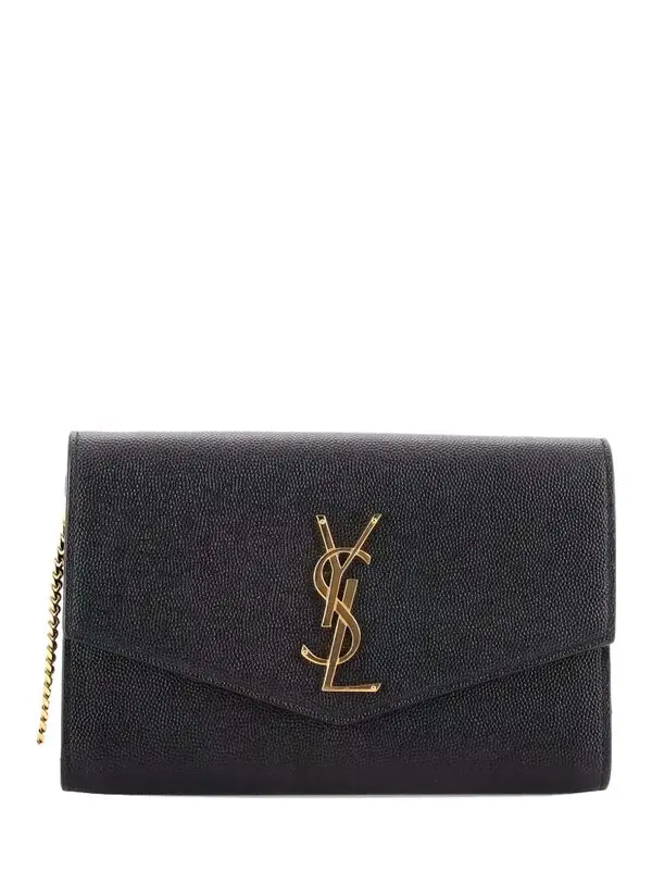 Saint Laurent Uptown Chain Wallet Leather Crossbody Bag - Black