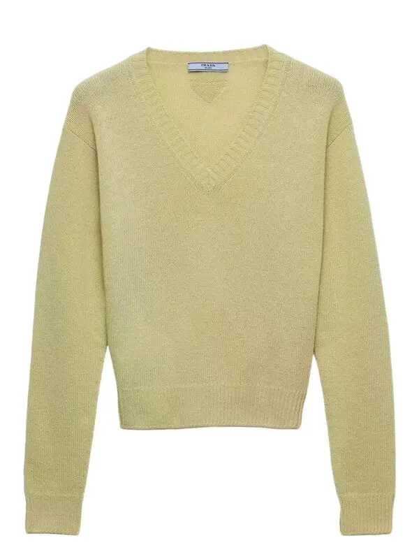 Prada V-neck Ribbed Sweater - Green